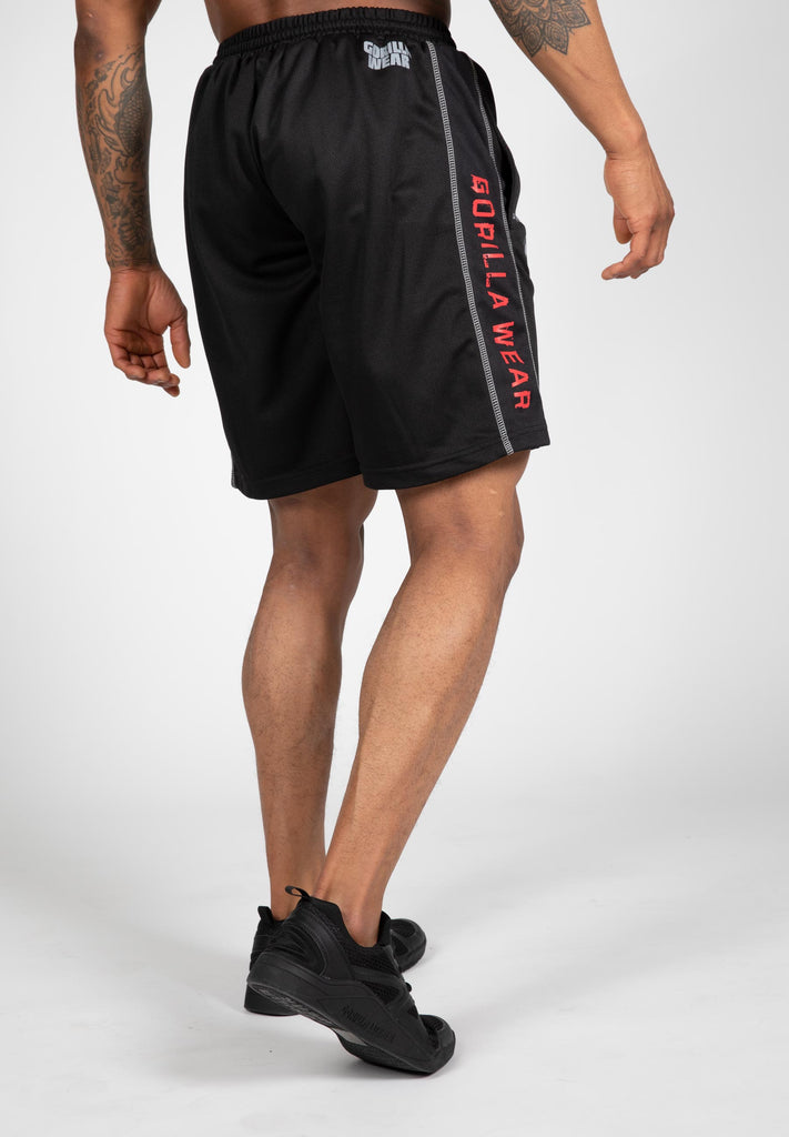 Functional Mesh Shorts - Black/Red | GorillaWearUsa